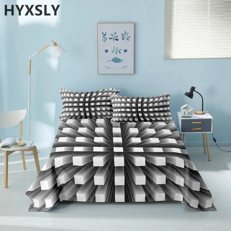 Geometric-Pattern-Bed-Sheet-Polyester-Sheet-Luxury-3D-Printed-Flat ...