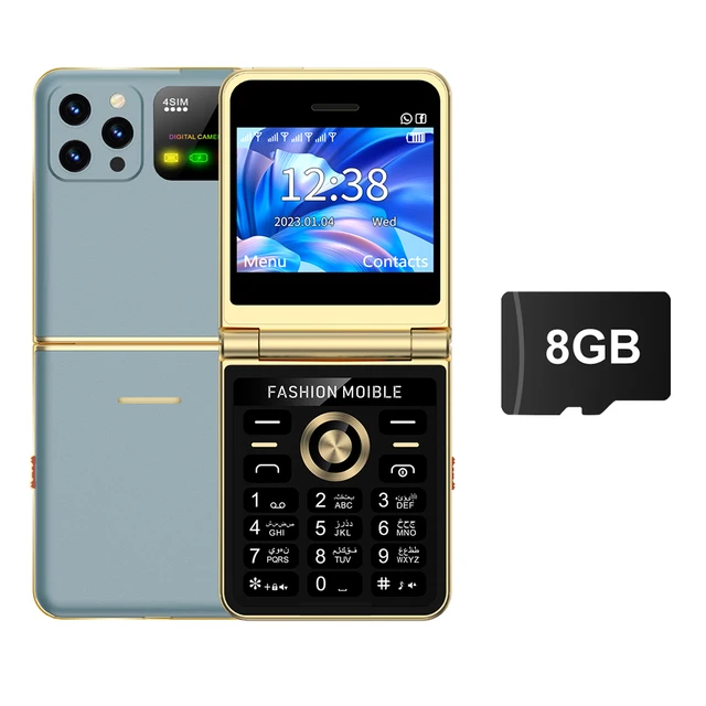 SERVO P20 Ultra Thin New Folding Mobile Phone GSM 4 SIM Standby 2.4 ...