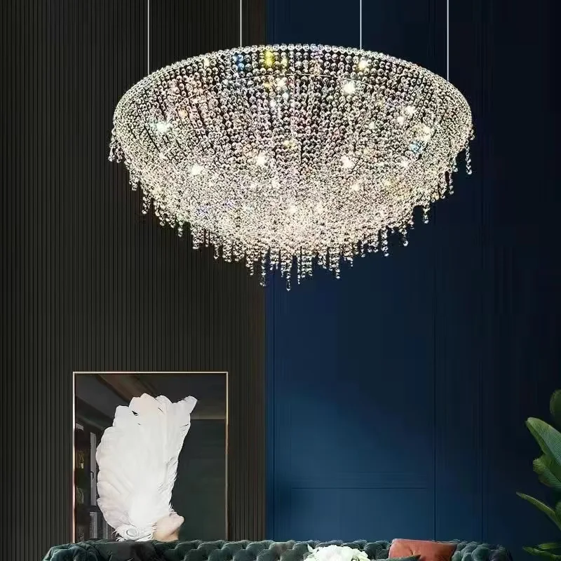Modern-Led-Half-Round-Ceiling-Chandelier-Crystal-Living-Dining-Room ...
