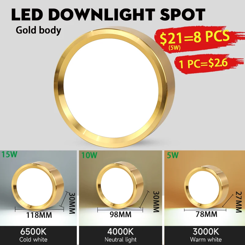 Gold-Led-Ceiling-Light-LED-Spot-Downlight-10W-15W-25W-Surface-Mounted ...