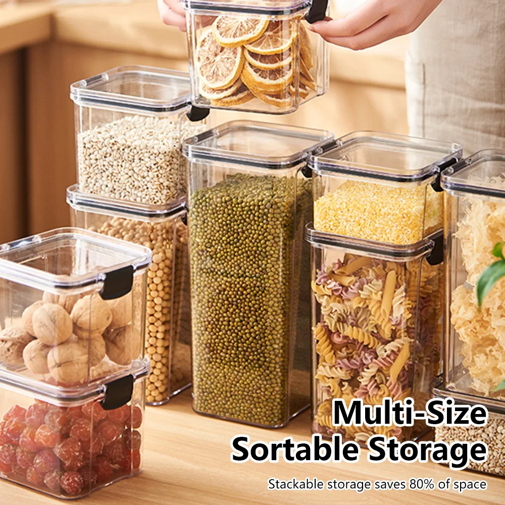 460-1800ML-Sealed-Jar-Kitchen-Grain-Food-Storage-Box-Plastic-Moisture ...