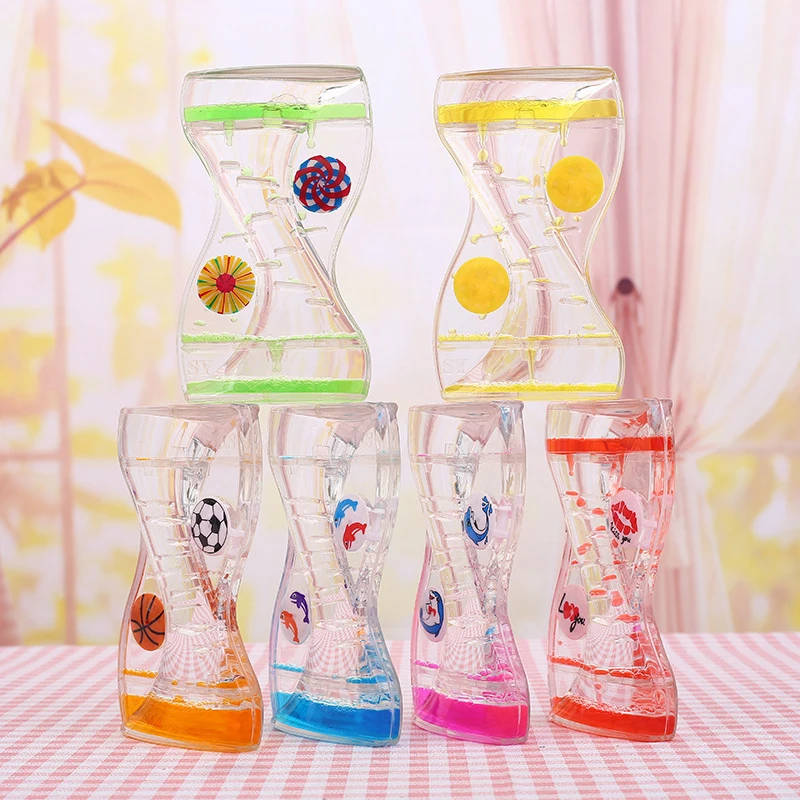 Double Heart Liquid Hourglass Acrylic Bubble Moving Drip Oil Timer ...