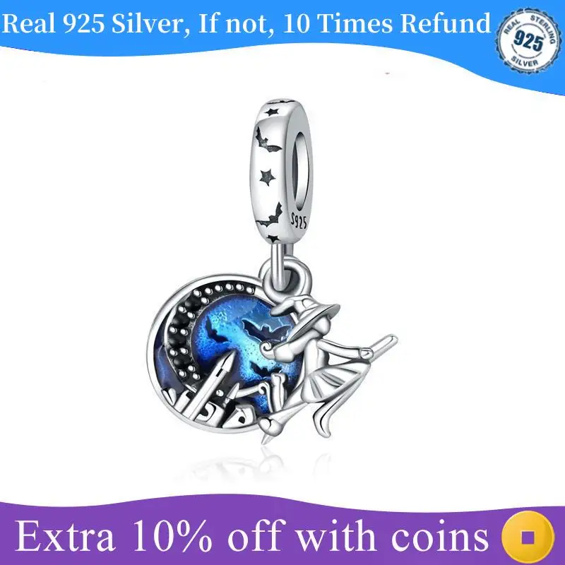 925-Sterling-Silver-Magical-Maiden-Witch-Charm-Beads-Pendant-Fit ...