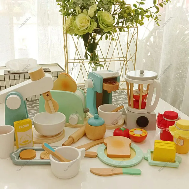 Wooden-Toy-Kitchen-Toaster-Set-Simulation-Toaster-Toaster-Coffee ...