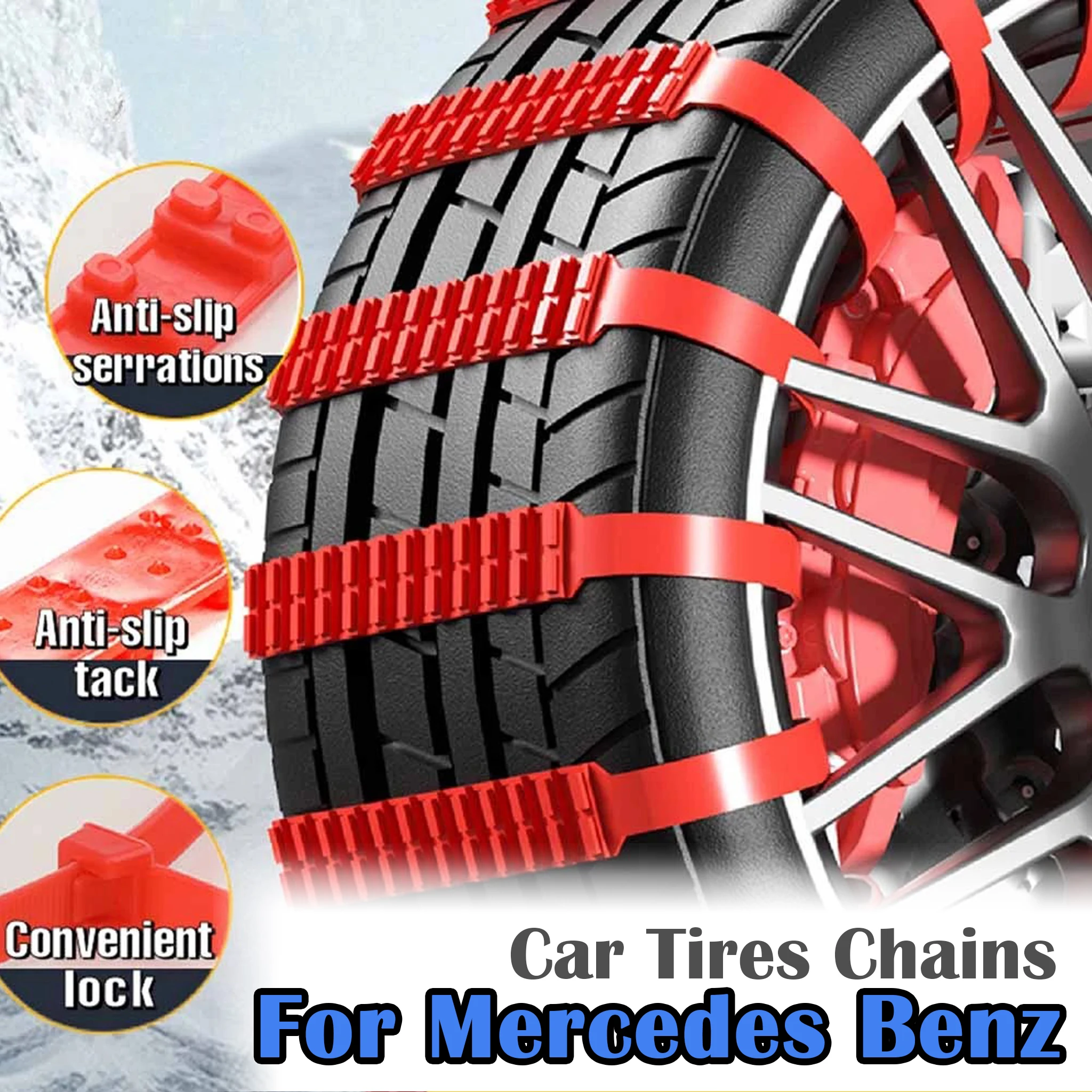 Car Tire Chains Winter Snow Anti-Skid Tyre Cable Ties For Mercedes Benz ...