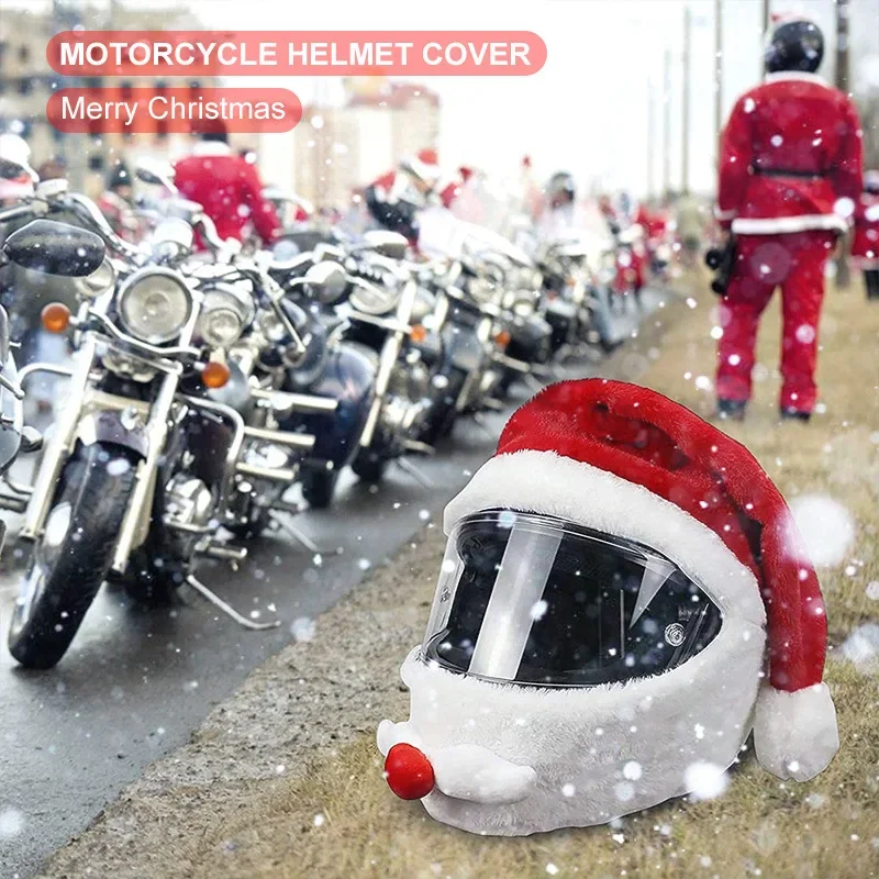 Christmas-Helmet-Cover-Motorcycle-Santa-Claus-Funny-Cover-Plush-Santa ...