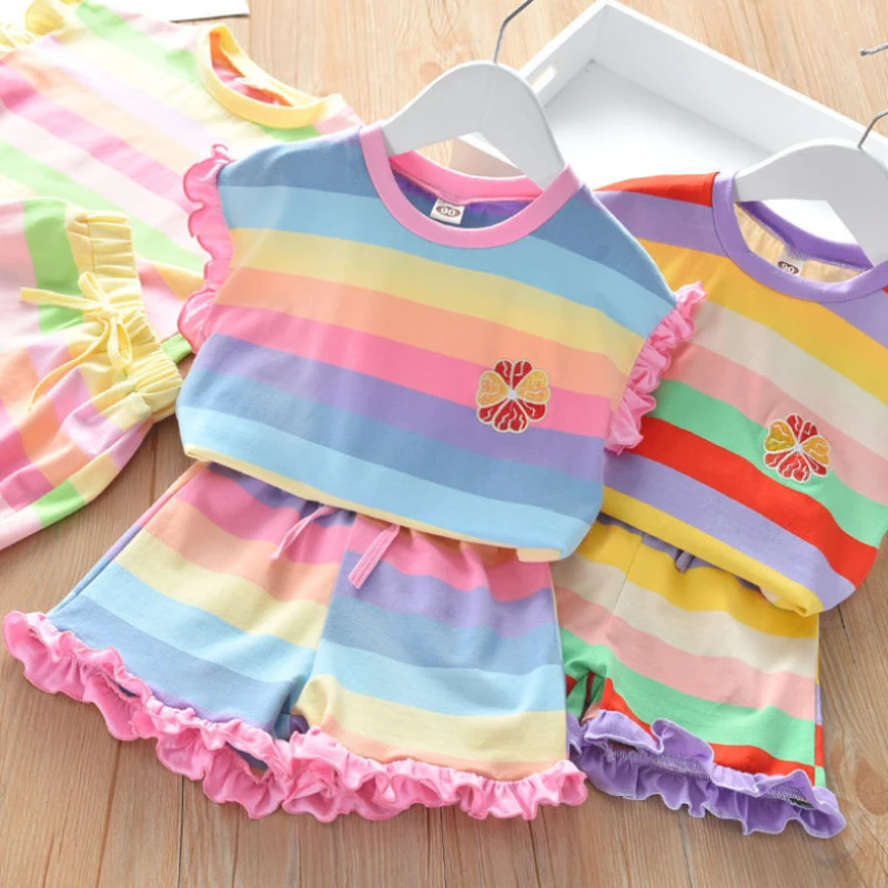 Children-s-Clothing-Sets-Floral-Embroidery-Short-Sleeve-Lace-Top ...