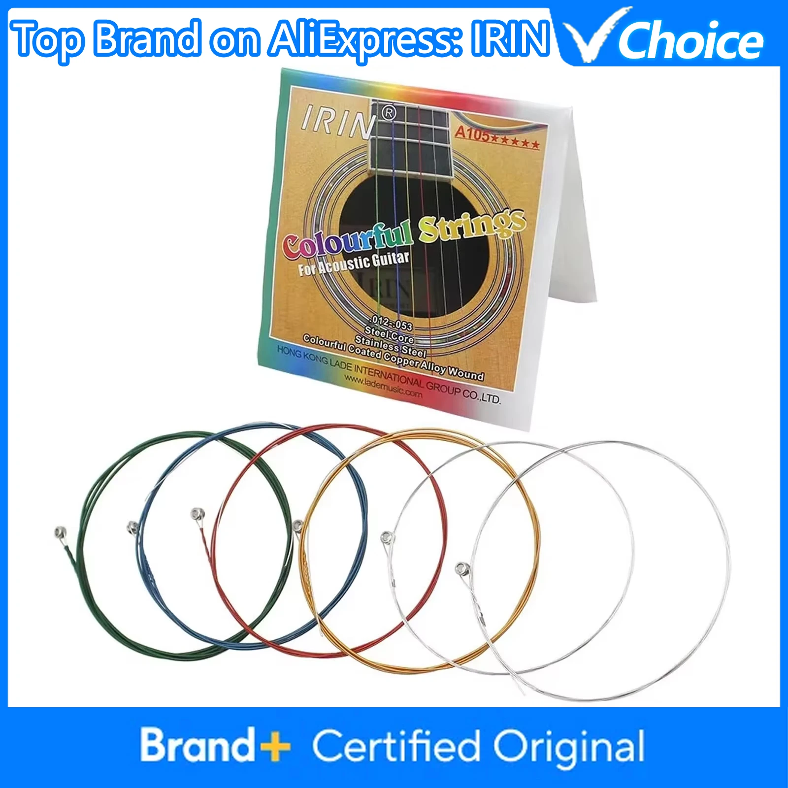 IRIN Acoustic Guitar Strings A105 Rainbow Colorful Guitar Strings E-A ...
