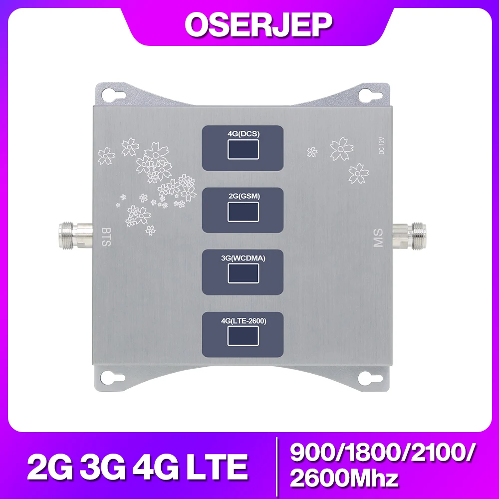 Four Band Amplifier 900/1800/2100/2600mhz 4G 3G 2G Phone Signal Booster GSM DCS WCDMA LTE 2G 3G ...