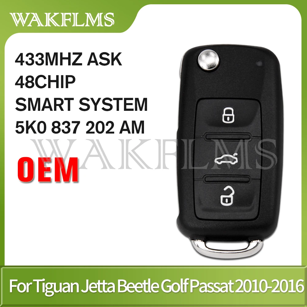 Flip-Remote-Key-Keyless-Fob-For-VW-Golf-Caddy-Beetle-Polo-Jetta-5K0-837 ...