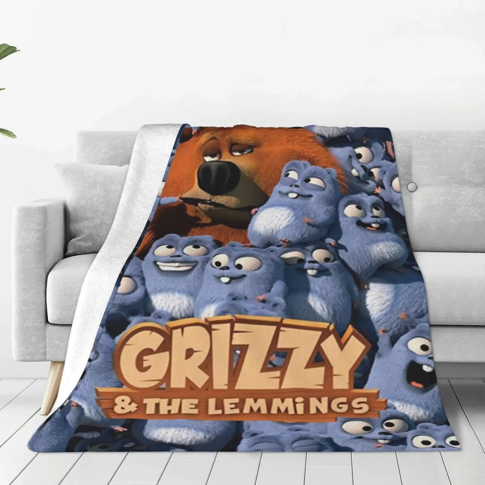 Funny-Grizzy-And-The-Lemmings-Cartoon-Character-Blanket-Flannel-Throw ...