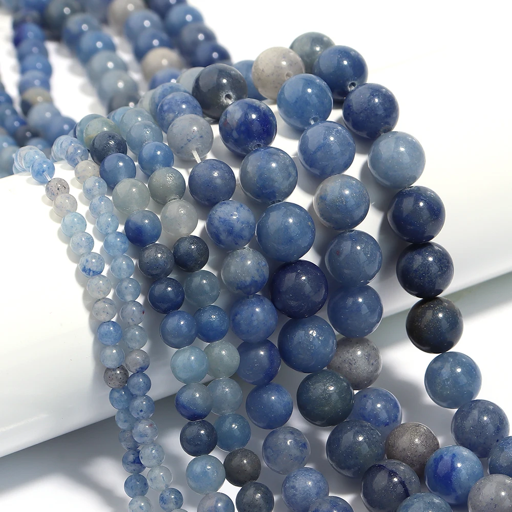 1-Strand-Natural-Blue-Aventurine-Stone-Beads-Round-Smooth-Stone-Bead ...