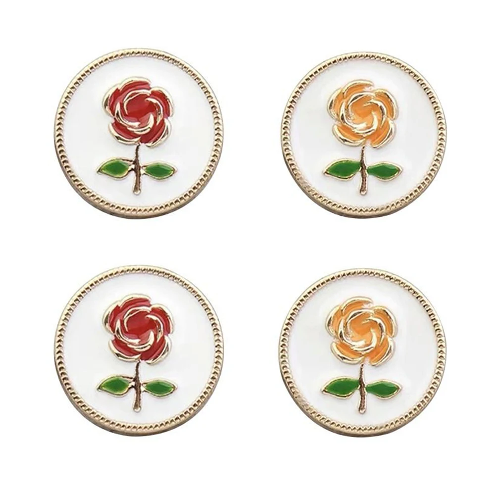 10Pcs Fashion Rose Metal Buttons DIY Shirt Decoration Buttons Handmade ...