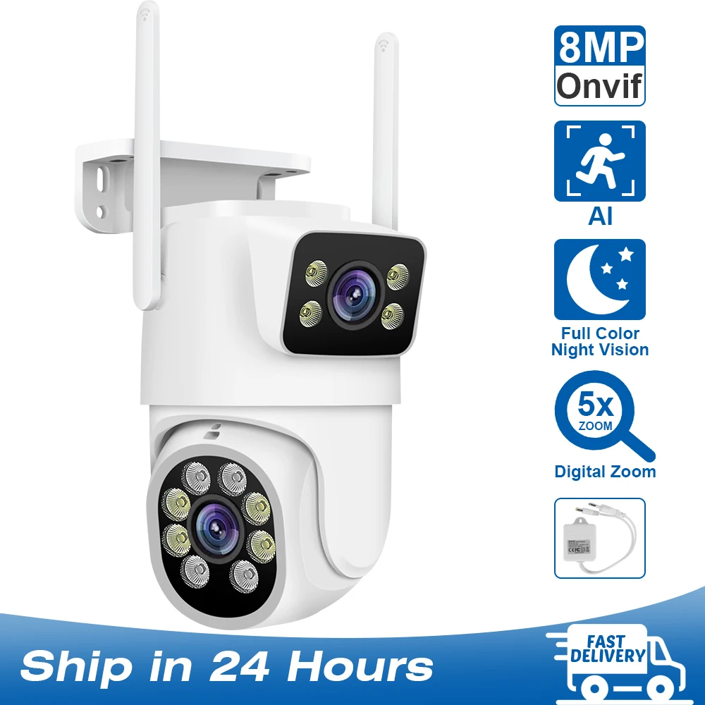 4K-8MP-PTZ-Dual-Lens-Wifi-Camera-Outdoor-Night-Vision-Dual-Screen-Human ...