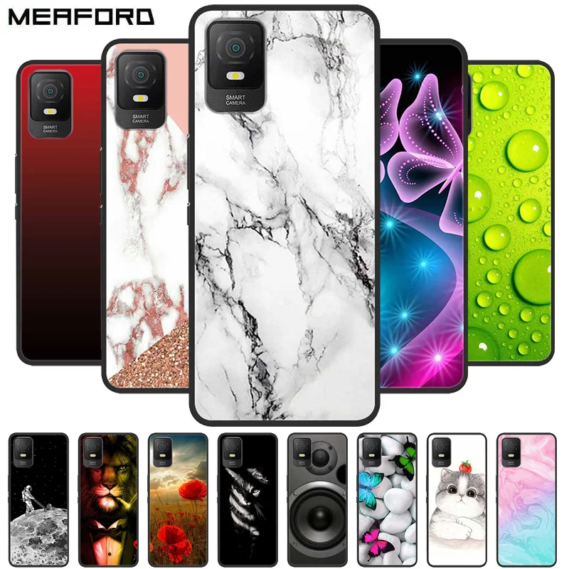 For TCL 403 Case TCL403 Flower Marble Black Bumper Soft TPU Silicone ...
