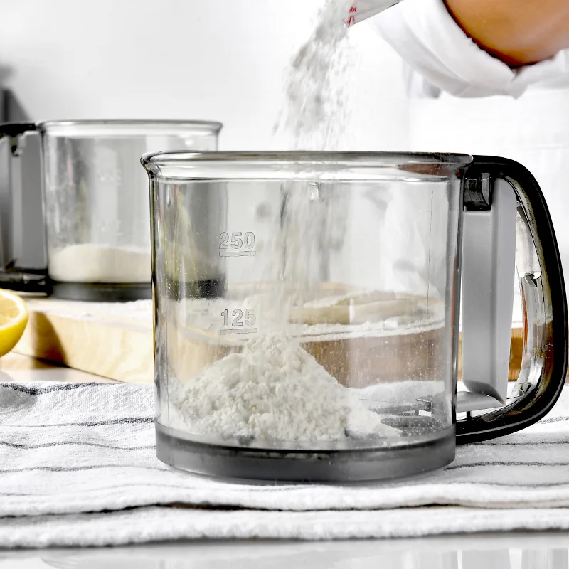 1Pcs Flour Sifter Semi-automatic Handheld Plastic Powder Sifter Kitchen ...