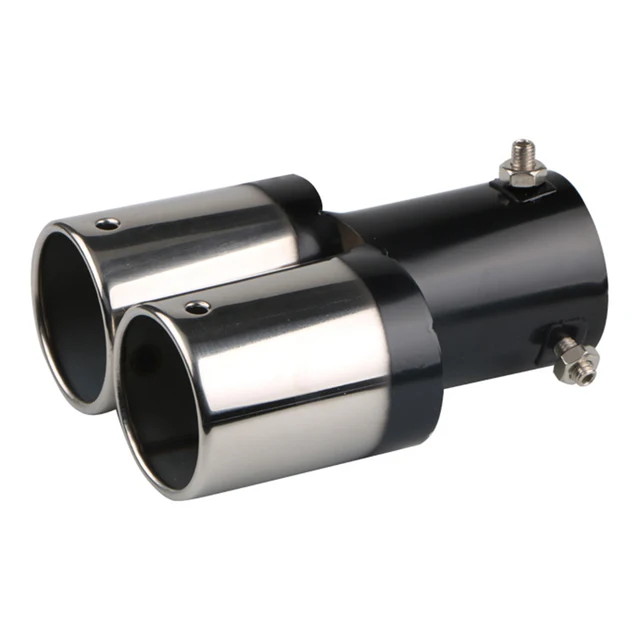 Dual Outlet Car Exhaust Tip Stainless Steel Slant Rolled Edge Auto ...