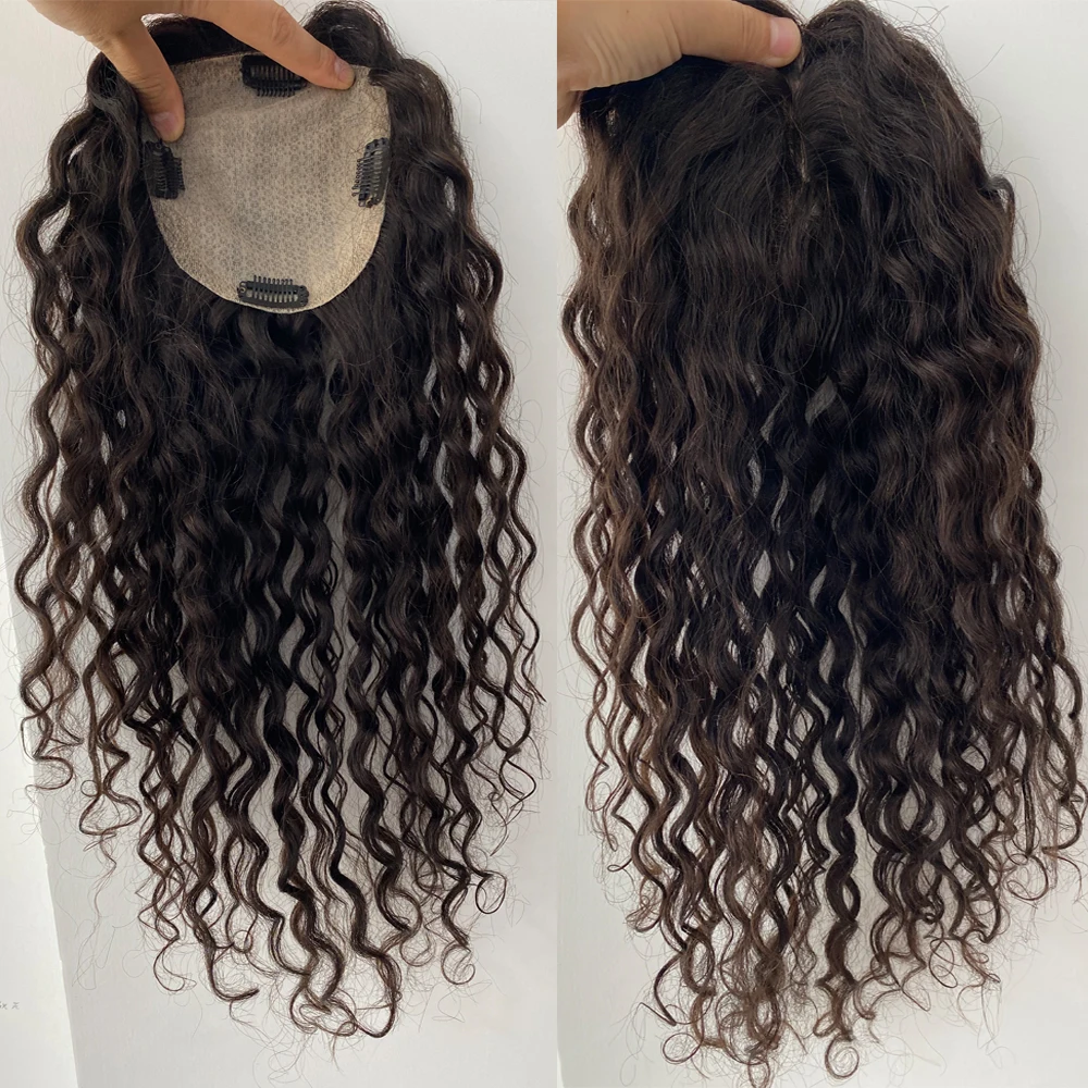 Deep curly human hair clip on topper
