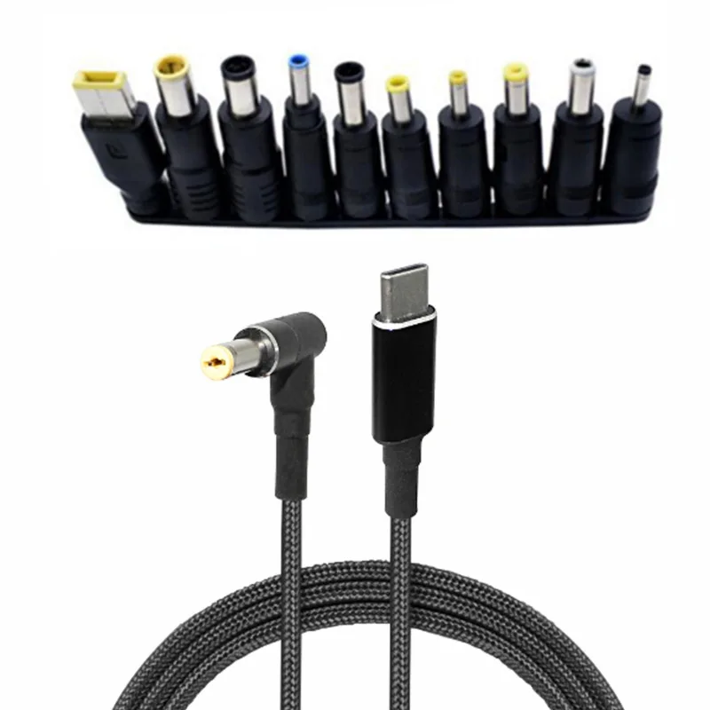 10PCS-Set-Universal-Type-C-to-DC-Power-Adaptor-Cable-100W-65W-20V-4A-PD ...