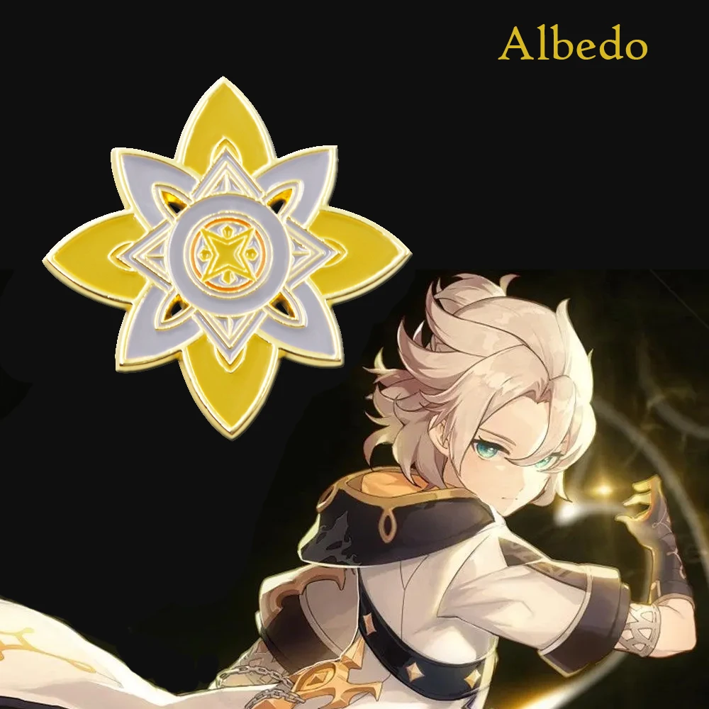 Albedo's Solar Isotoma Pins Brooch Albedo Geo Flower Badge Brooches for ...