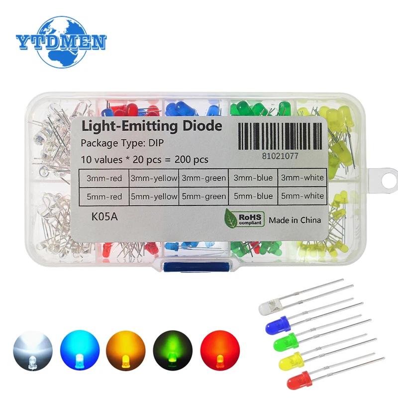 60-200PCS-F3-F5-LED-Light-Emitting-Diodes-3MM-5MM-LED-Diode-Assorted ...