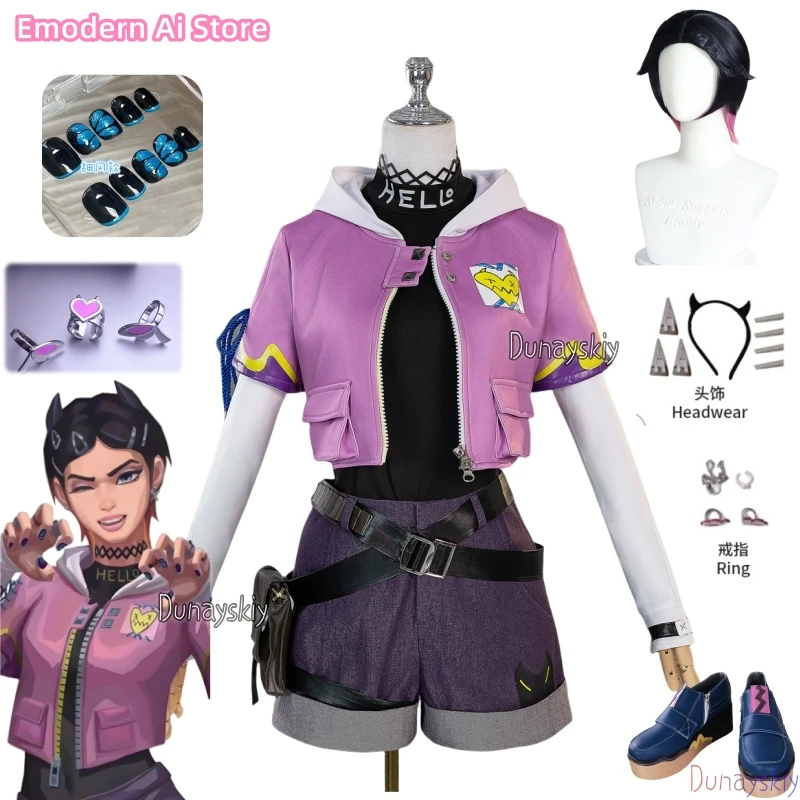 Clove Cosplay disfraz Wig Women Clove Cosplay Purple Jacket Full Set ...