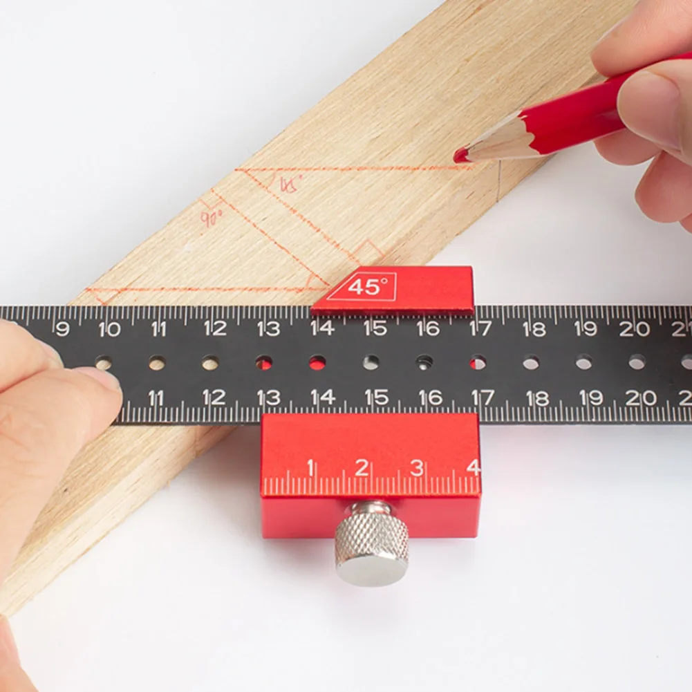 45-90-Slide-Stop-Ruler-Woodworking-Tools-Ruler-Precision-Pocket-Ruler-T ...
