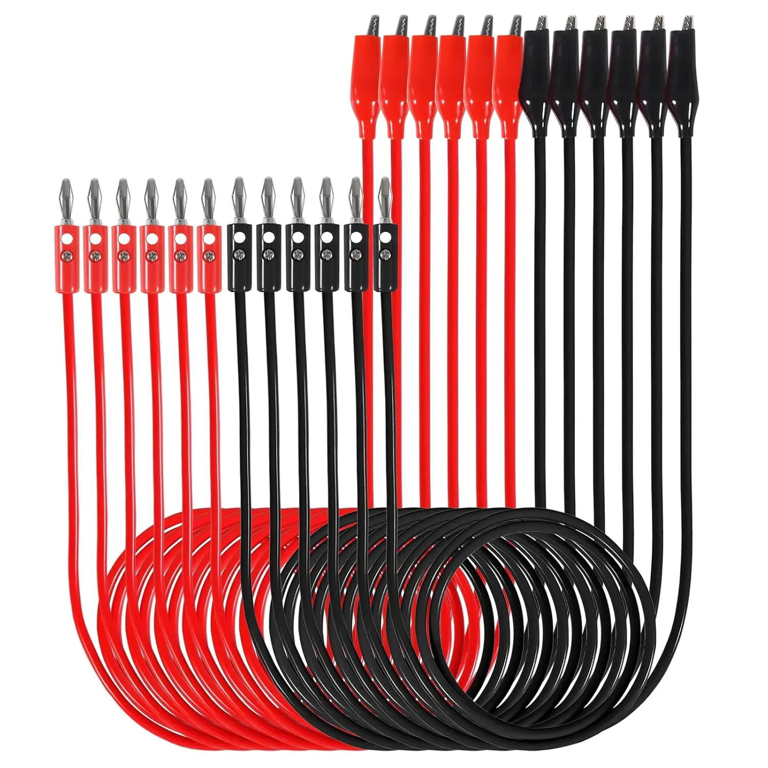 12PCS Banana Plug to Alligator Clip Test Lead 4mm Banana Plug ...