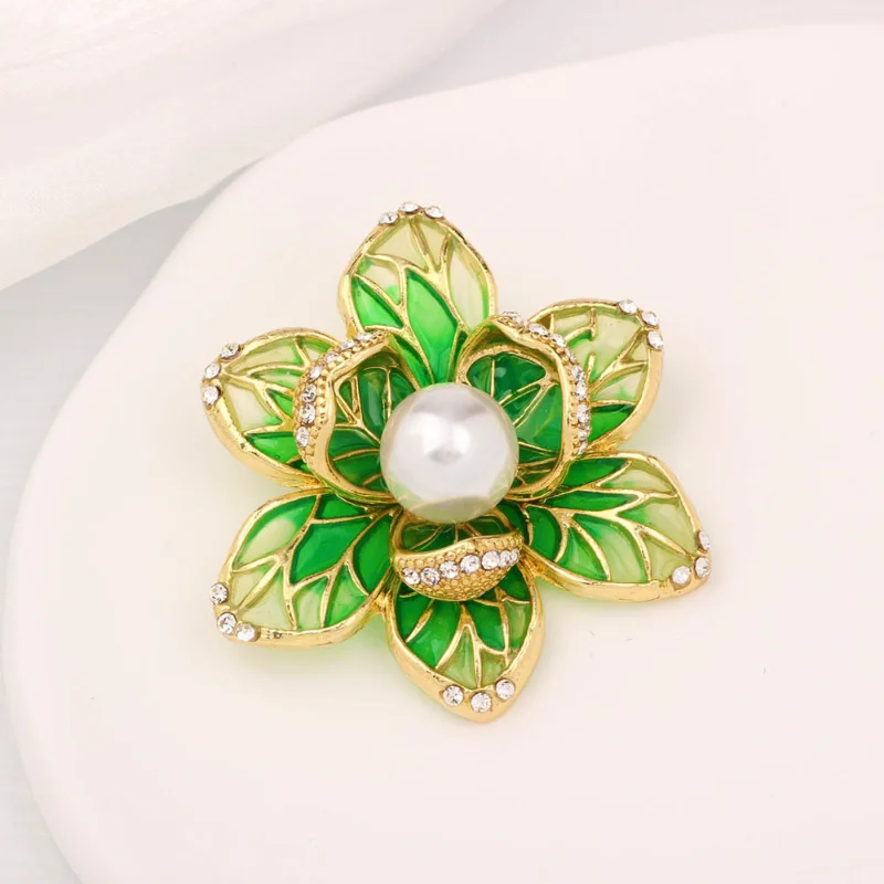 Women-s-New-Fashionable-Green-Flower-Brooch-with-A-High-end-Feel ...