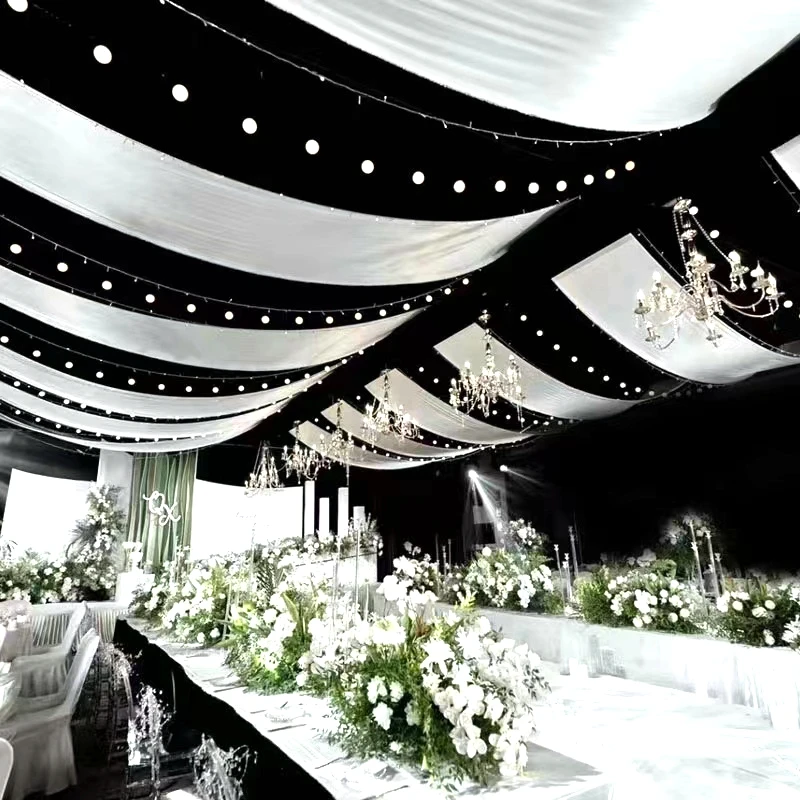 White-Color-80cm-Width-Stretch-Spandex-Ceiling-Drapery-Roof-Canopy ...