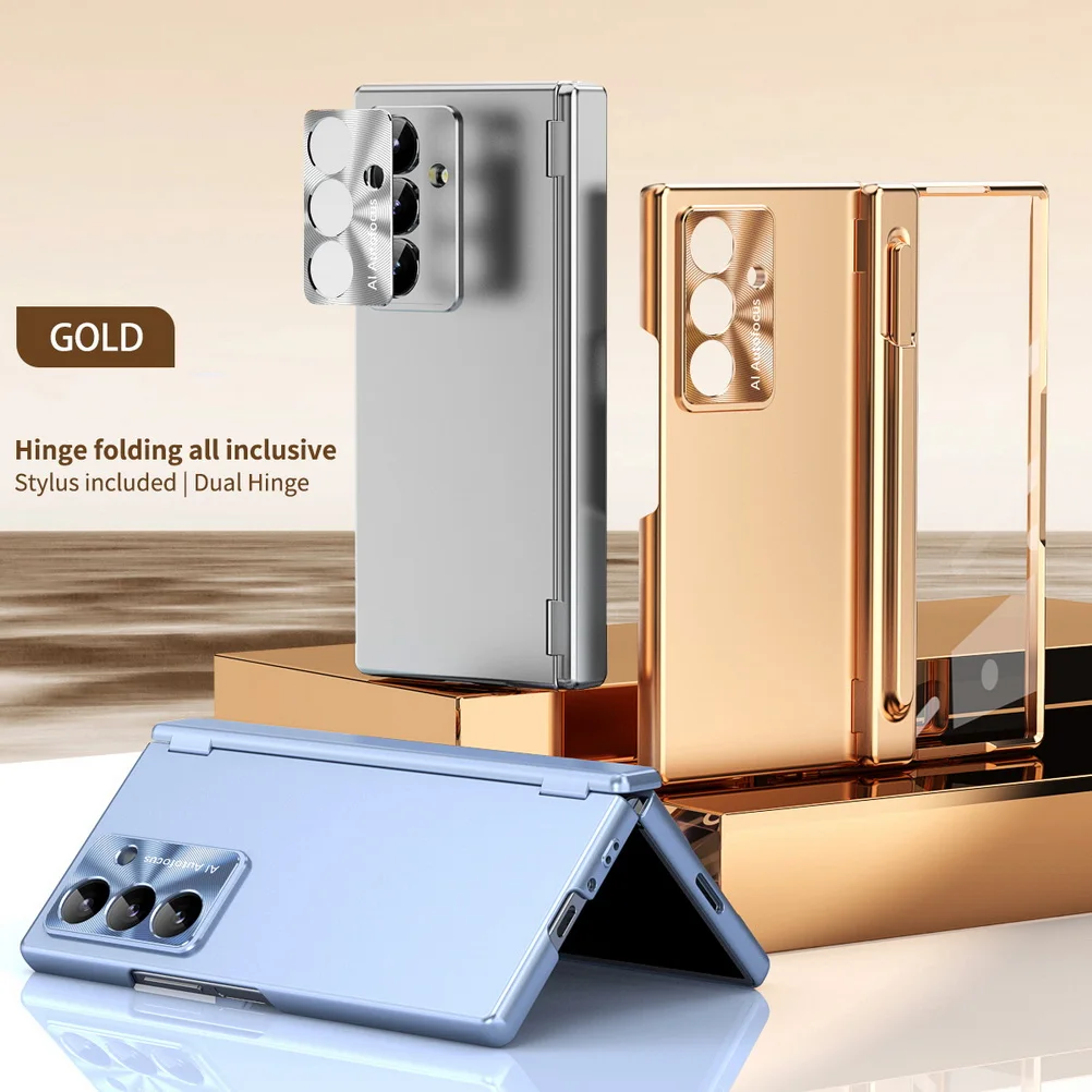 Premium Double Magnetic Hinge Case with Tempered Glass Protection for ...