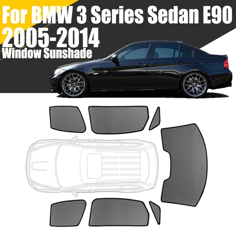 Custom-Magnetic-Car-Window-Sunshade-For-BMW-3-Series-Sedan-E90-2005 ...