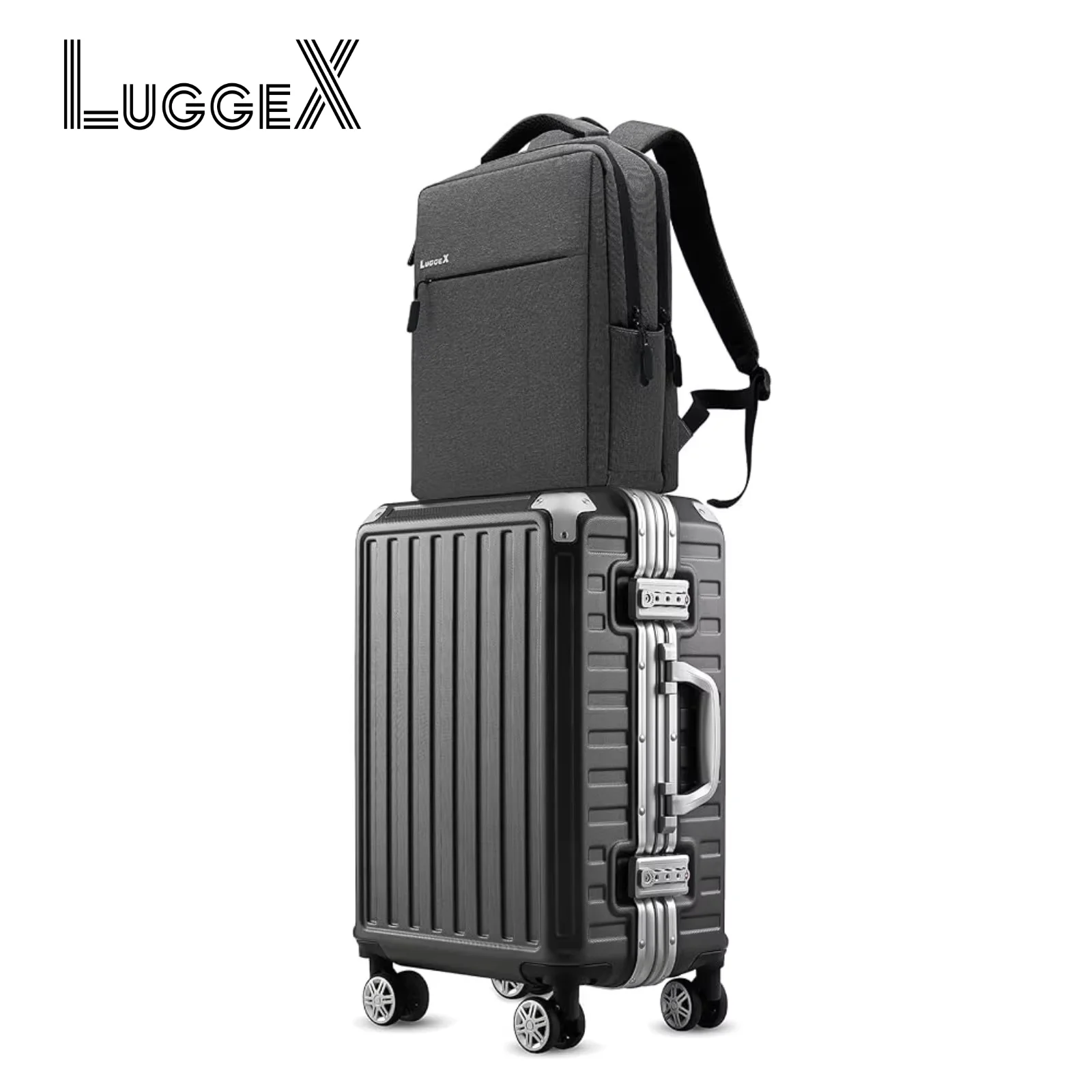 LUGGEX-Aluminum-Frame-Carry-On-Luggage-with-Backpack-36L-Polycarbonate ...