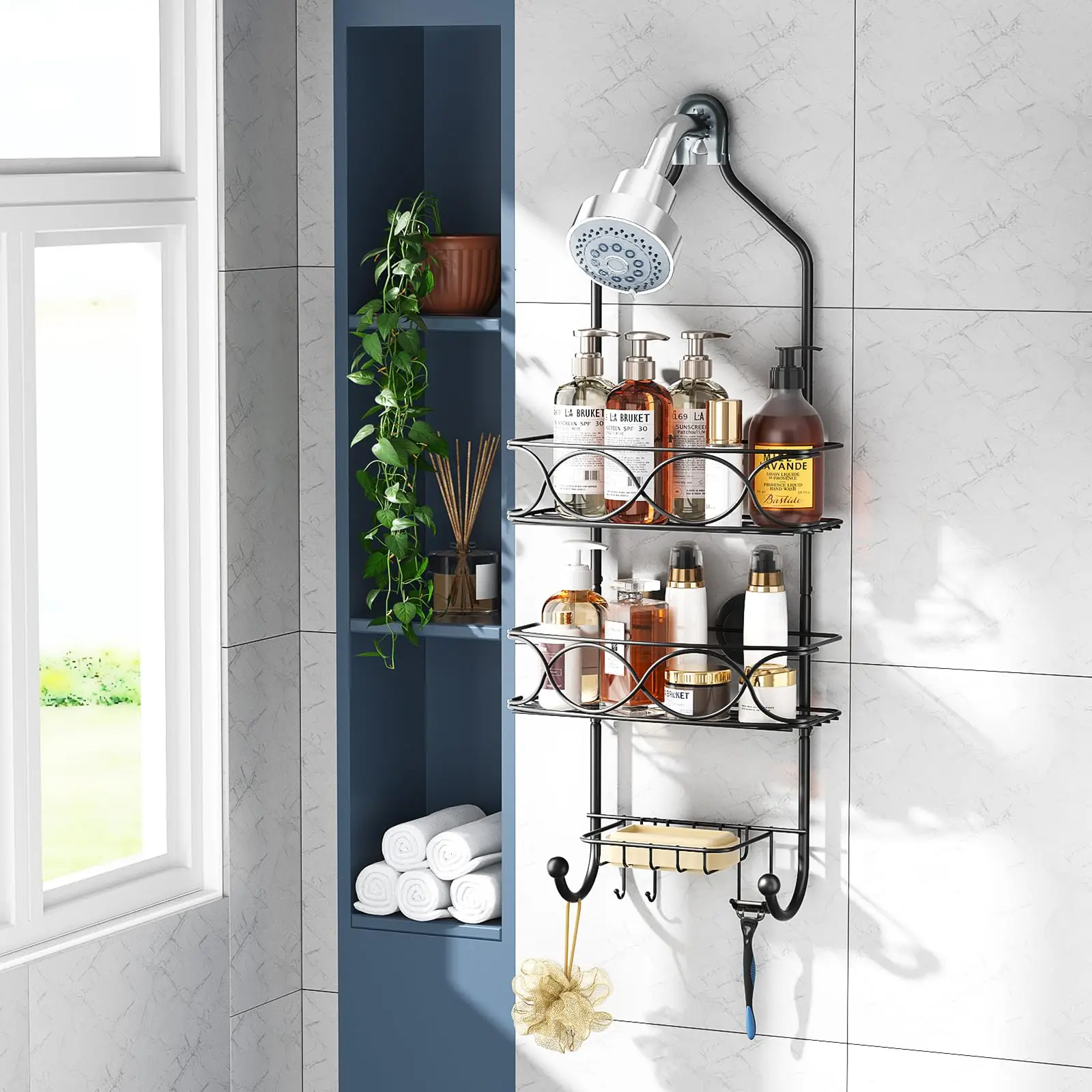 TAILI-Shower-Shelf-for-Bathroom-Over-Shower-Head-Anti-Swing-with-Strong ...