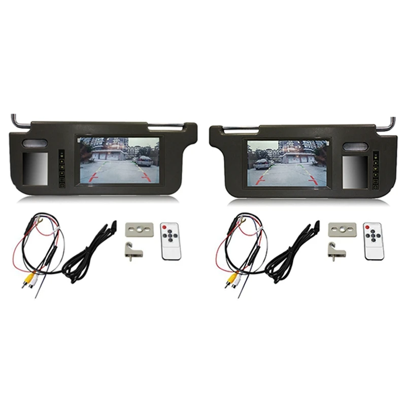 7Inch Black Car Left Sun Visor Rear View Mirror Screen LCD Monitor 2 ...