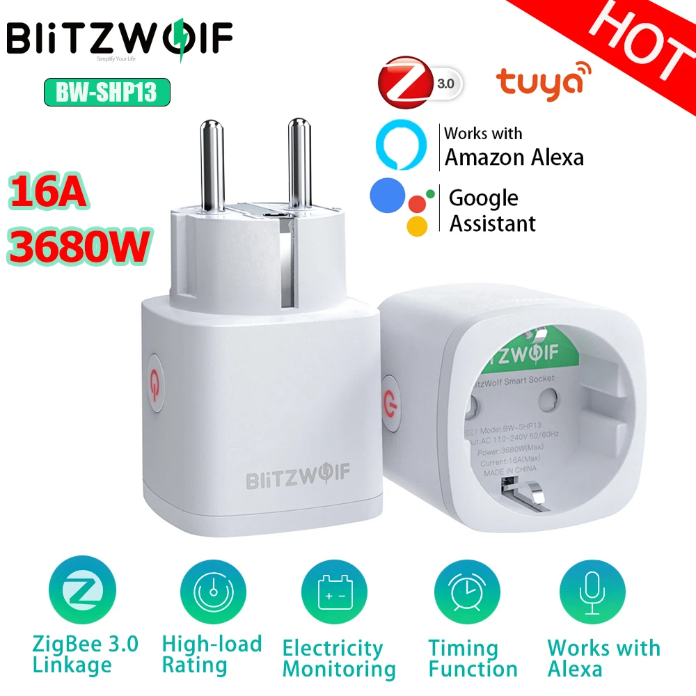 Blitzwolf Eu Plug Smart Socket Zigbee 3.0 Power Outlet Electricity ...