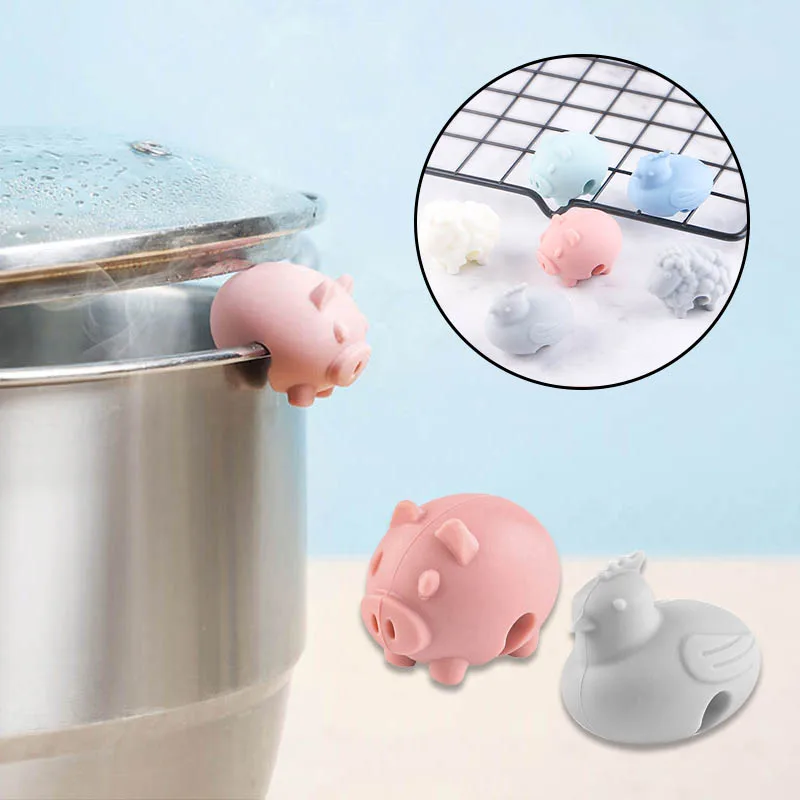 Random-Color-Silicone-Spill-Proof-Pot-Lid-Rack-Holder-Clips-Cartoon ...