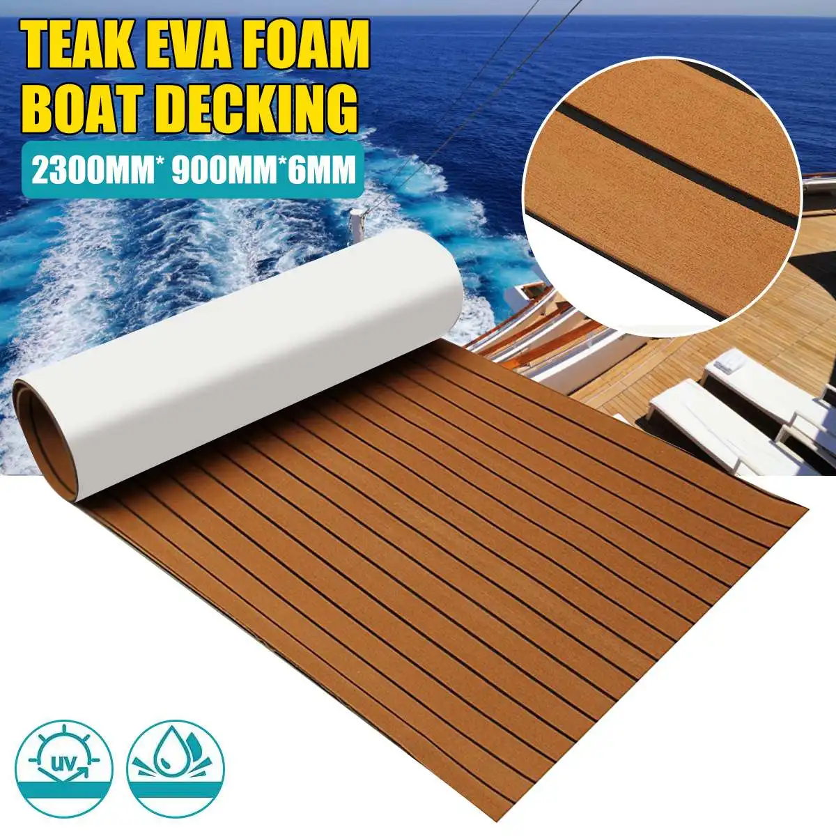 2400x900x5mm-Eva-Schaum-Faux-Teak-Boot-Decking-Matte-braun-Deck-Sheet ...