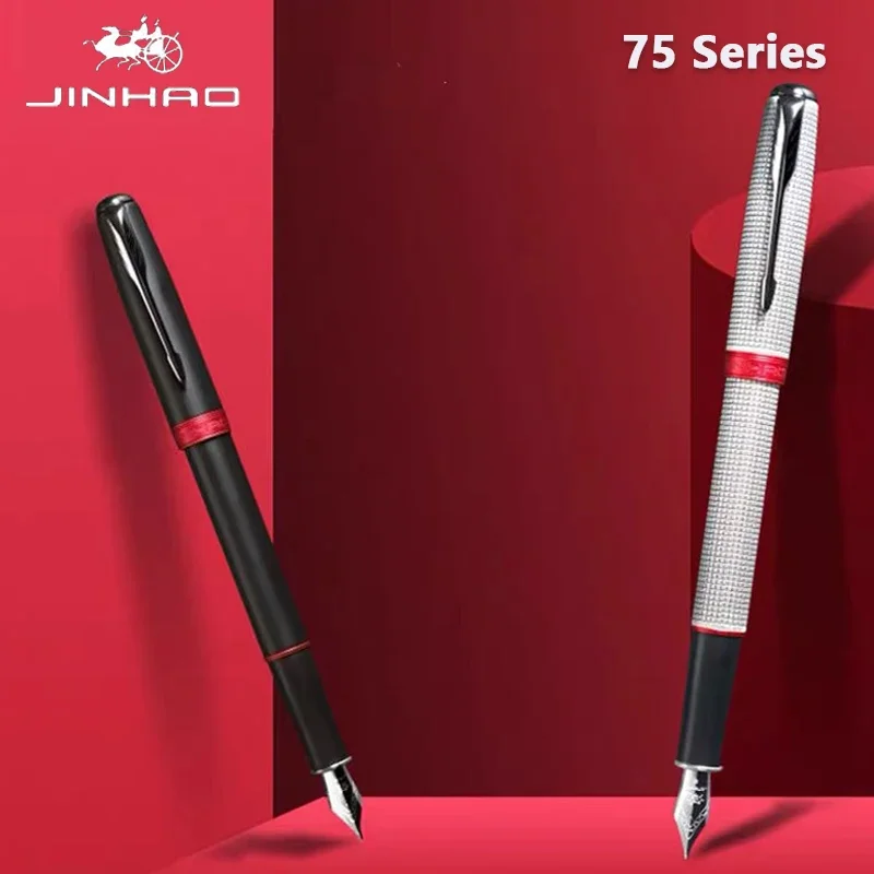Jinhao 75 만년필 메탈 블랙 레드 럭셔리 펜, 고급 금융 사무실 학생 필기용 잉크 펜, 학용품 - AliExpress 21