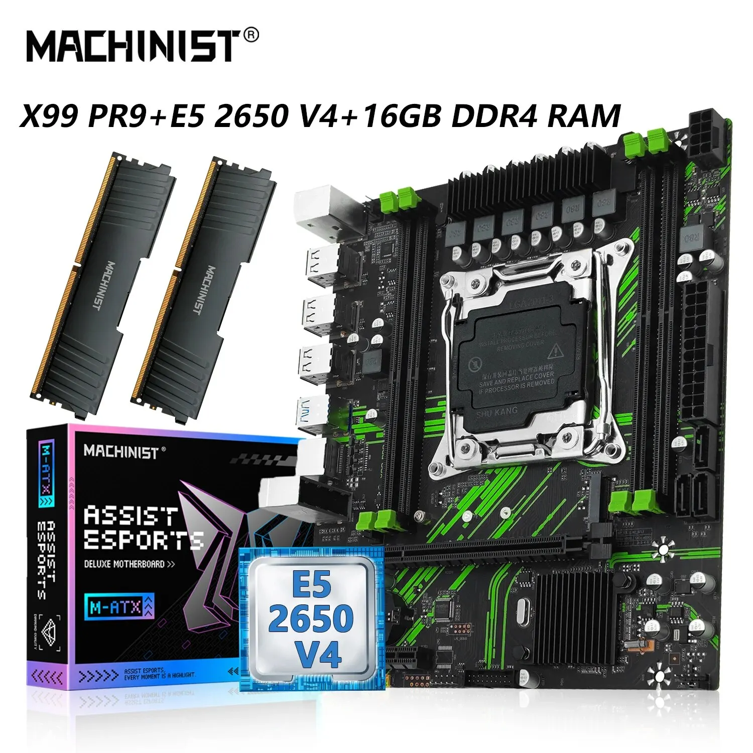 MACHINIST-Placa-m-e-Combo-com-Processador-Xeon-E5-2650-V4-CPU-16GB-de ...