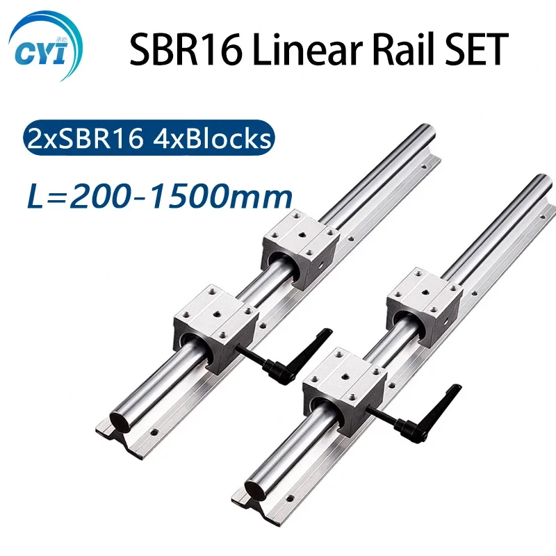 Gu A De Riel Lineal Sbr16 2 Piezas 300 400 500 600 1000 1200mm 4 Piezas Jpg