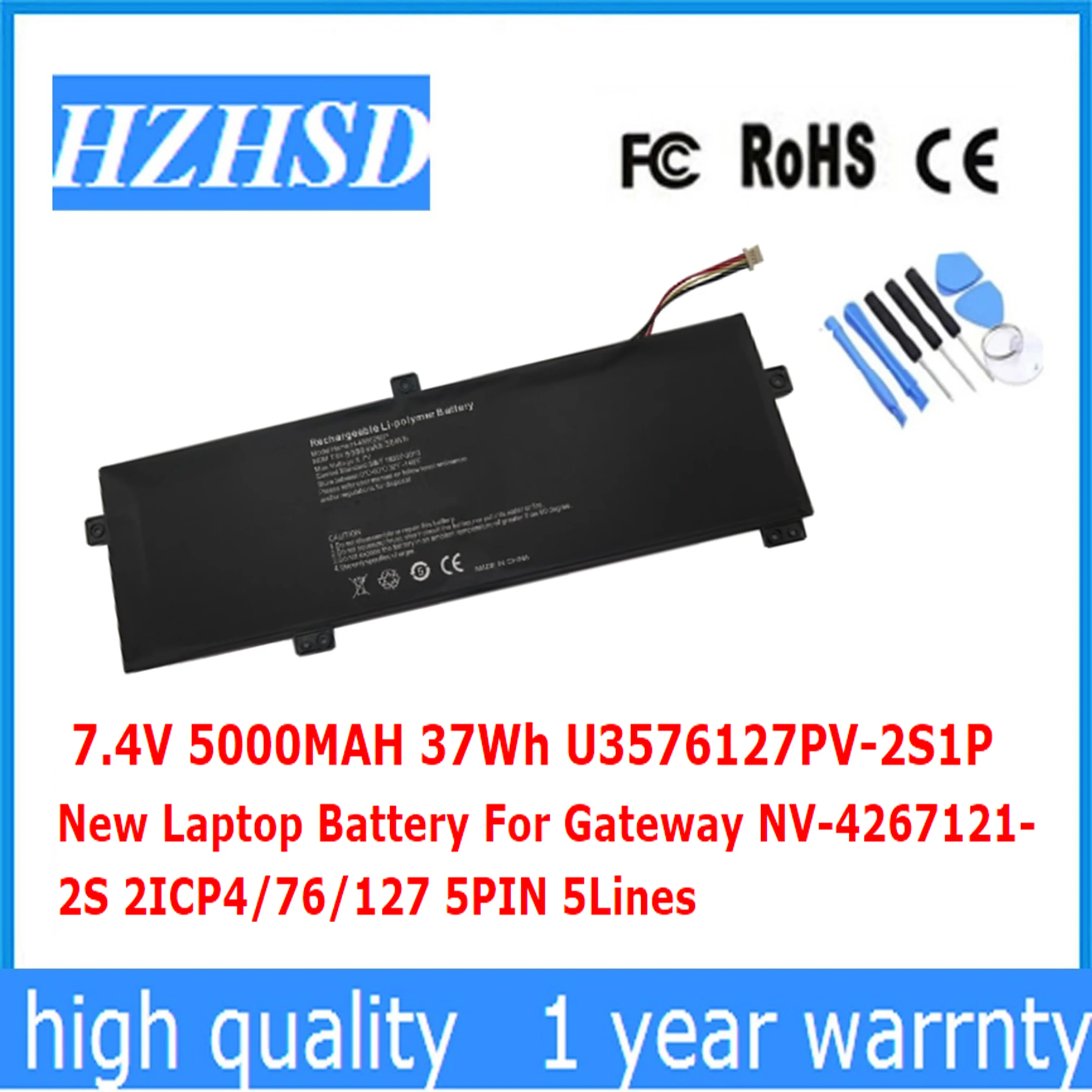 7-4V-5000MAH-37Wh-U3576127PV-2S1P-New-Laptop-Battery-For-Gateway-NV ...