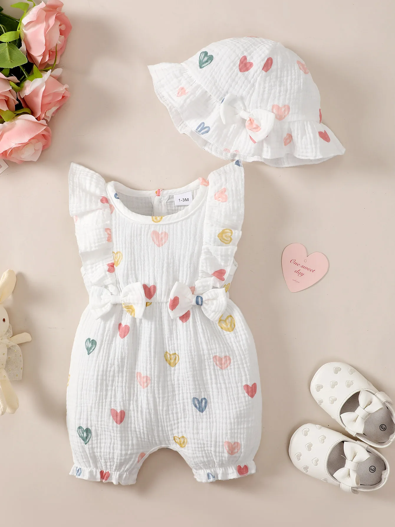 Summer 0-1 Years Old Infant Baby Girls Peach Heart Print Sleeveless ...