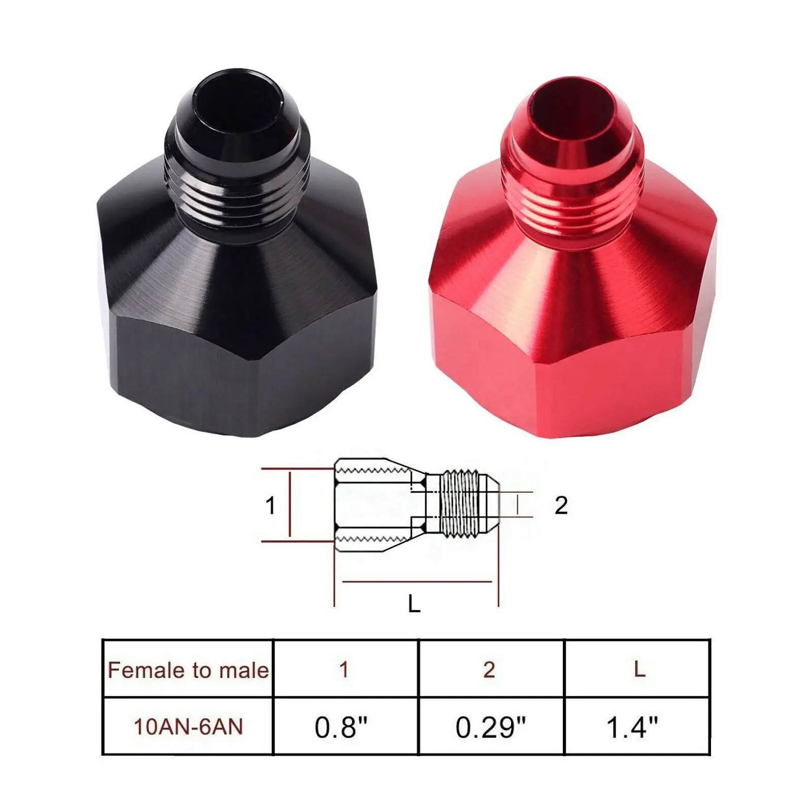 50-Pcs-Female-AN6-6AN-Male-AN-Flare-Fitting-Reducer-Adapter-10AN-to-6AN ...