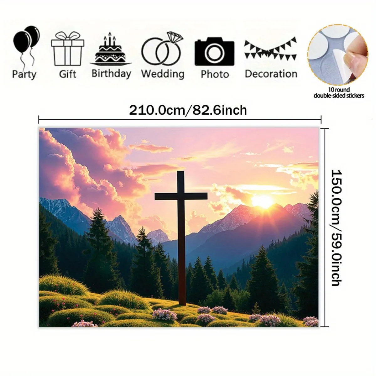 1pc Large Religious Backdrop Banner - Christian Church Wedding, Baptism ...