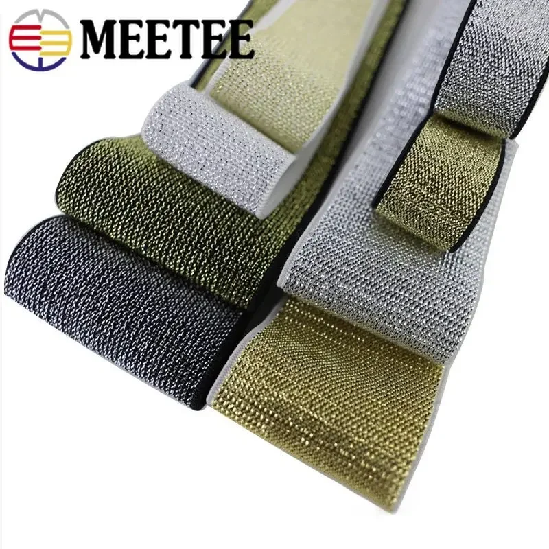 5-10Meter-Glitter-Gold-Silver-Elastic-Bands-10-50mm-Nylon-WaistBand ...