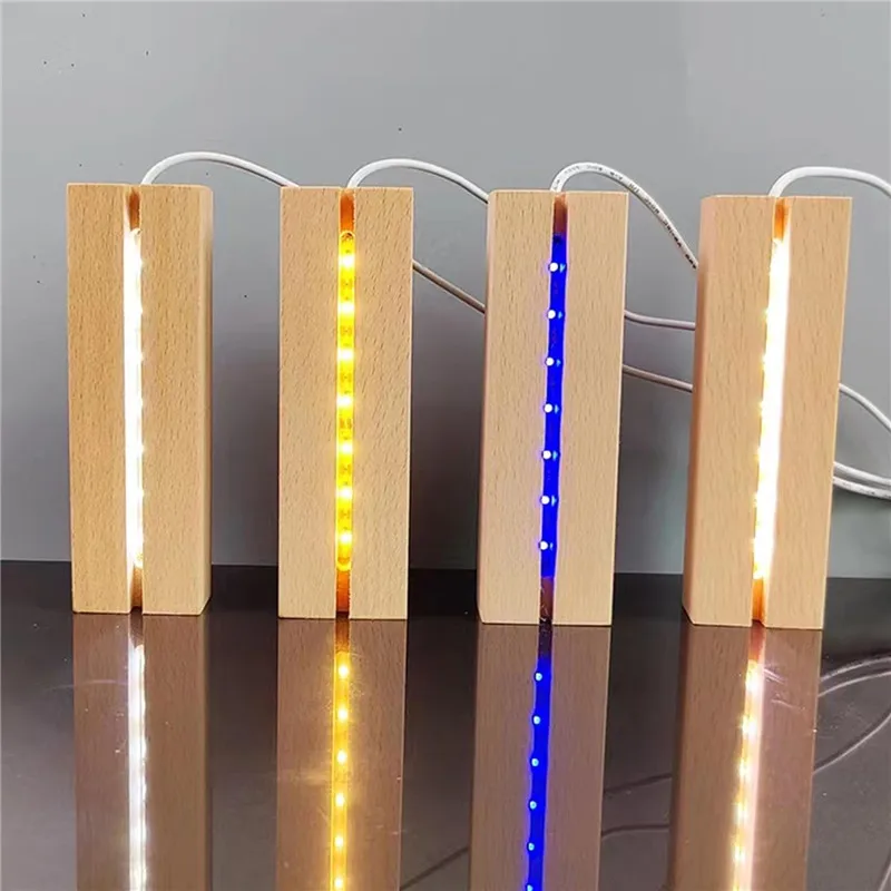6inch-Led-Lights-Display-Lamp-Base-Display-Rectangle-Pedestal-Wooden ...