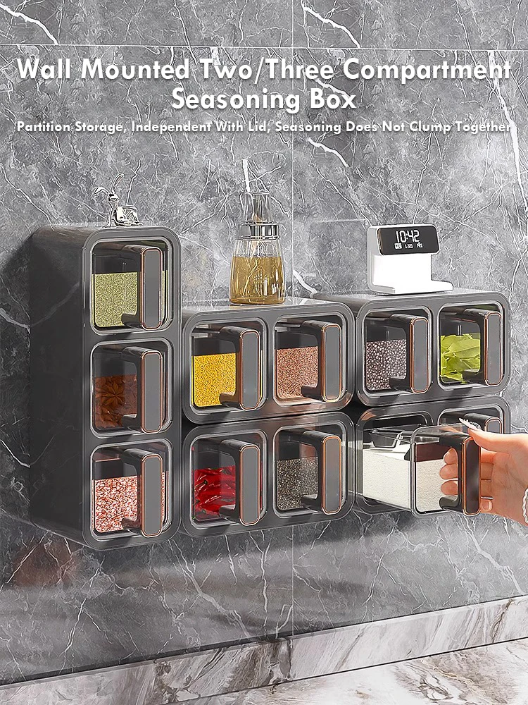 Kitchen-Seasoning-Jar-Combination-Set-Seasoning-Box-Wall-Mounted-Non ...