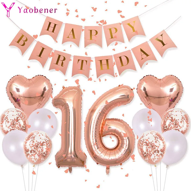 Rose-Gold-Number-16-Foil-Balloon-16th-Happy-Birthday-Party-Decorations ...