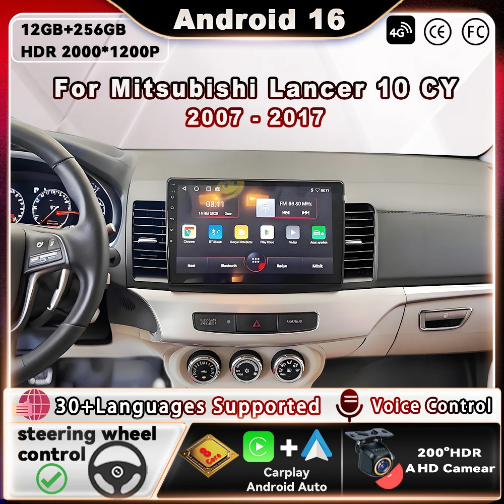 10''Android 16 Car Radio For Mitsubishi Lancer 10 CY 2007-2017 4G WIFI ...